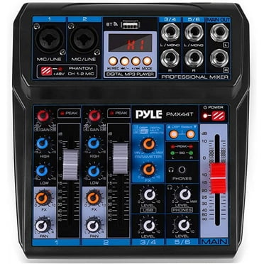 Pyle 4 Channel Bluetooth DJ Studio Audio Sound Board Mixer Console ...