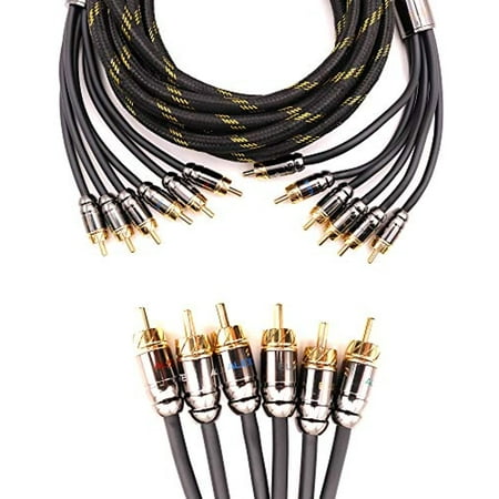 Elite Audio PRO 100% OFC Copper 6 Channel 17 ft RCA Audio Interconnect ...