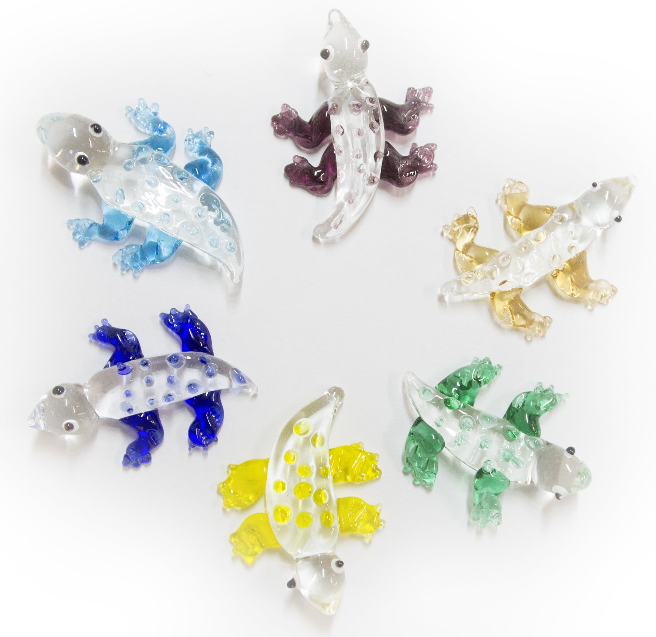Set of Six 1.5" Miniature Glass Gecko Figurines - Walmart.com