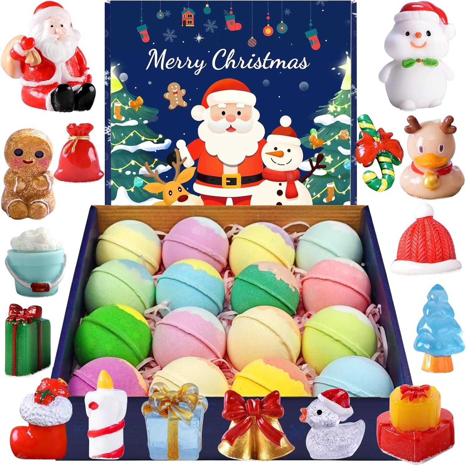 fafa-Christmas Organic Bath Bombs for Kids,16pcs Bombe De Bain Pour ...