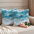 Abstract Waves Outdoor Throw Pillow Covers Set of 2, Ocean Surrealism ...