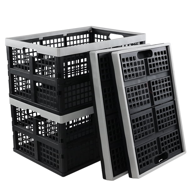 Jekiyo 42 L Plastic Collapsible Storage Crates, Large Foldable Milk ...