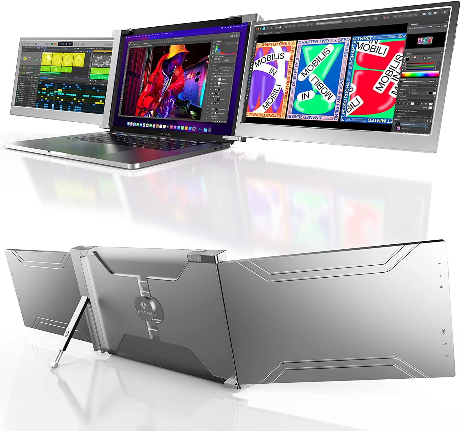 LIMINK S19 Triple Monitor Screen Extender for 14-17inch Laptop FHD ...