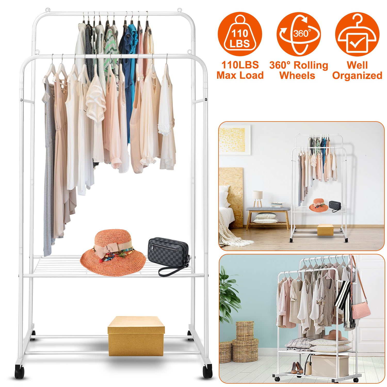 NewHome Clothing Hanging Rack Commercial Metal Garment Rack for Hanging ...
