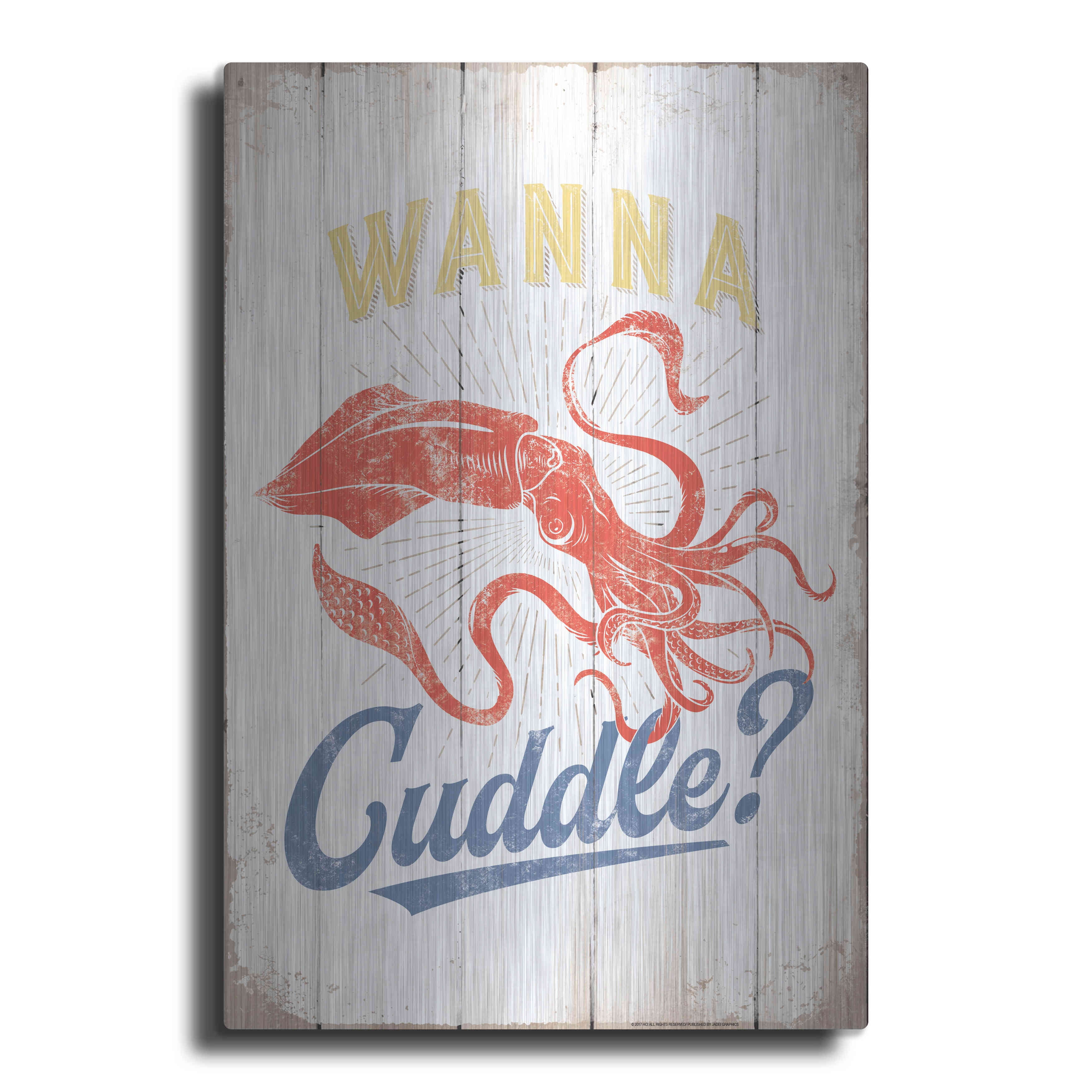 Luxe Metal Art 'Wanna Cuddle' by JJ Brando, Metal Wall Art, 16"x24 ...