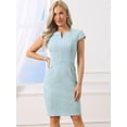 DARING DIVA Women's Midi Tweed Slim Dress Cap Sleeve Square Neck ...