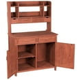 Pemberly Row Wood Potting Bench With Storage in Medium Brown - Walmart.com