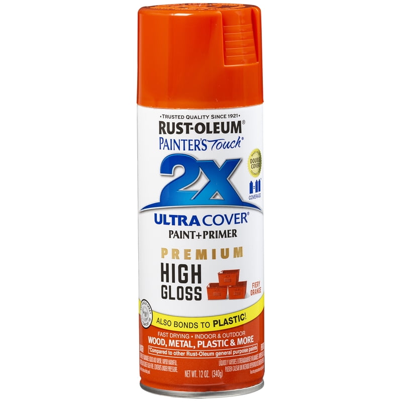 Rust-Oleum Painters Touch Ultra Cover Gloss Fiery Orange Spray Paint 12 ...