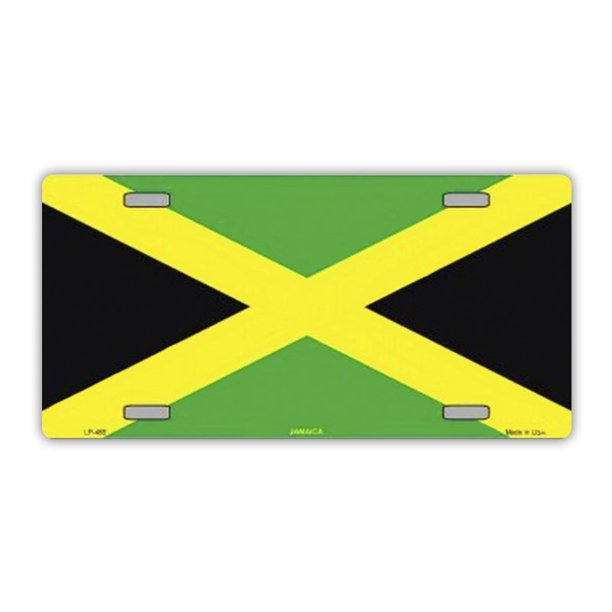 License Plate, Metal Vanity Tag Cover, Jamaican Flag, Jamaica, 12" x 6 ...