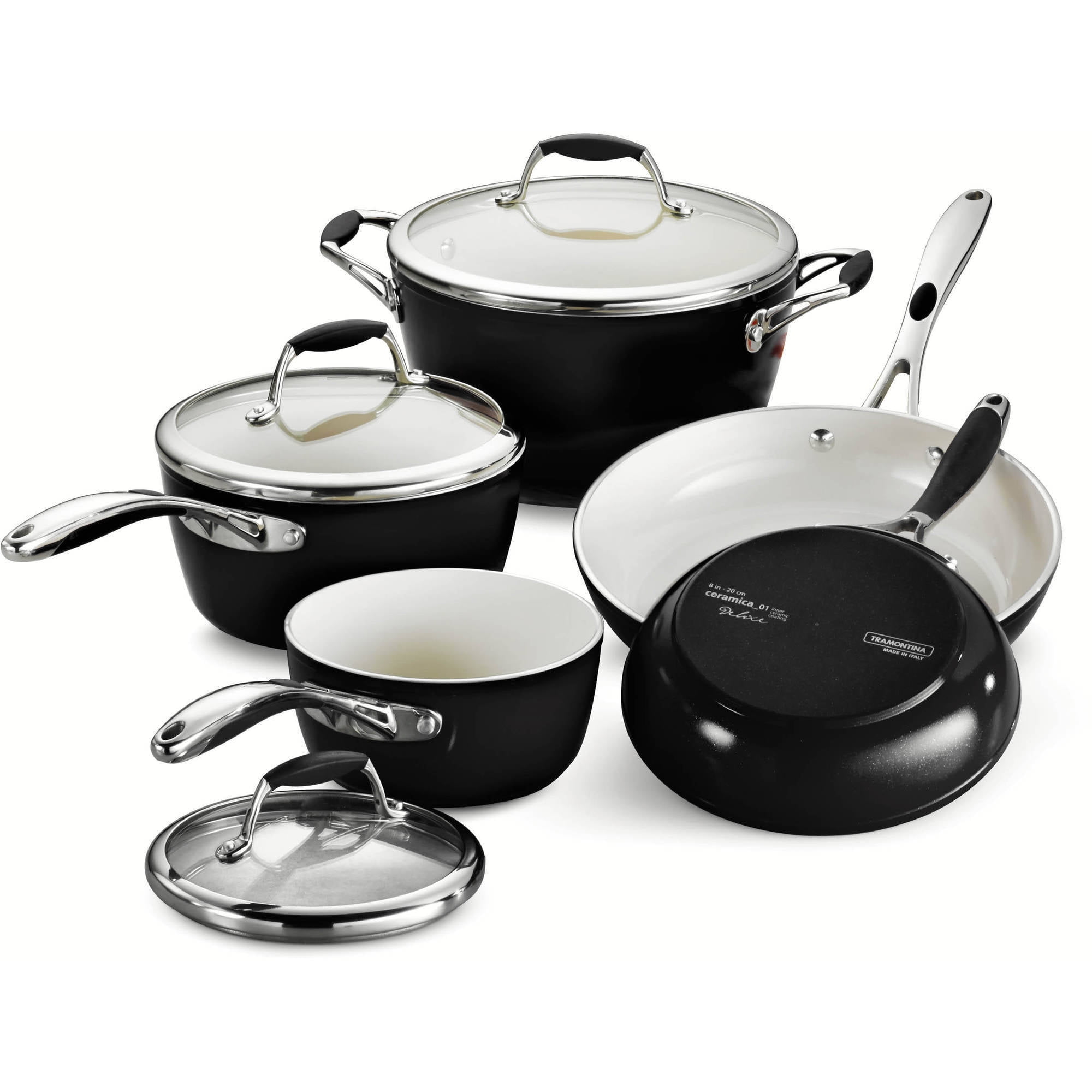 Tramontina Gourmet Ceramica Deluxe 8-Piece Cookware Set, Black ...