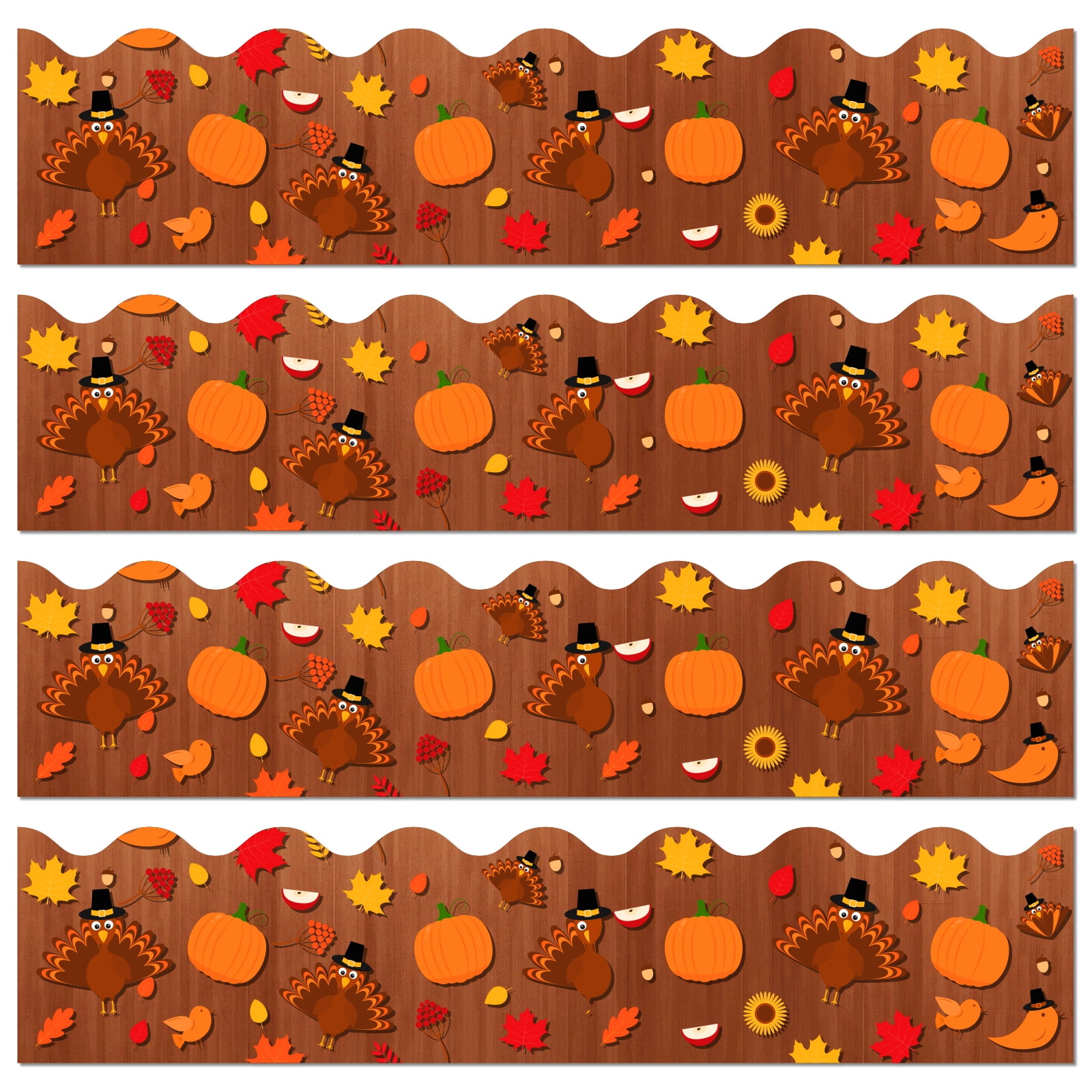 WaaHome Thanksgiving Day Bulletin Board Border Autumn Wave Board ...