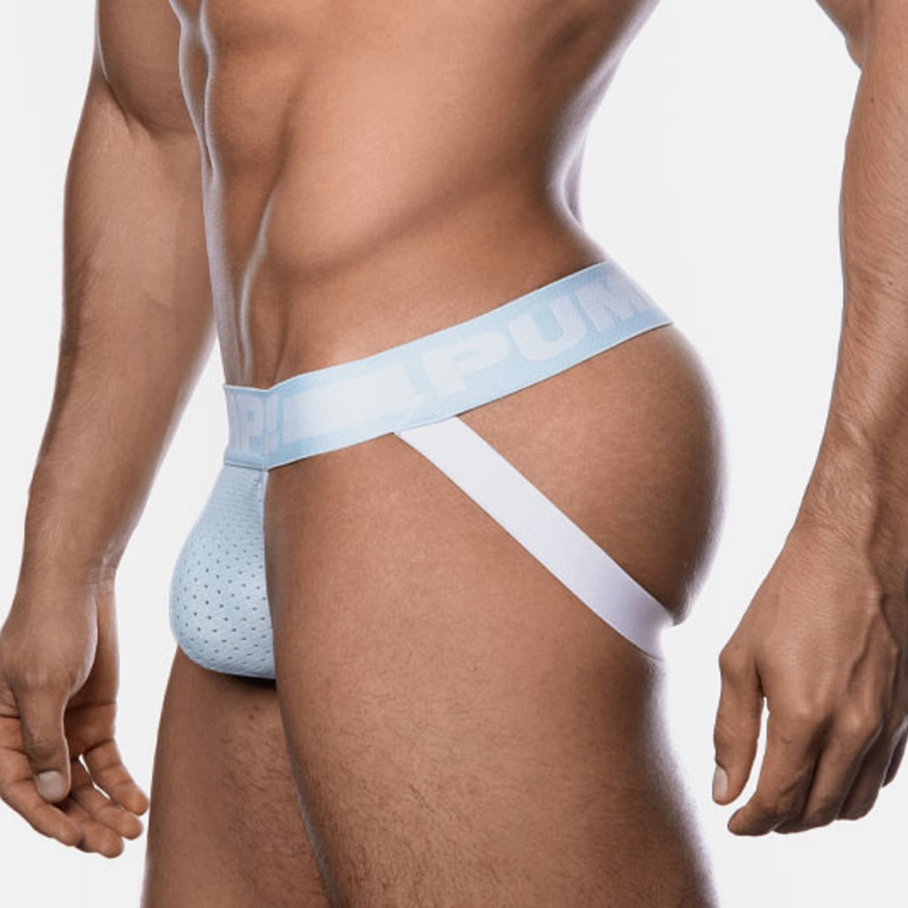 Mizok Mens Jockstraps Underwear Sexy Jock Strap Low Rise Pure White M