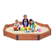 Costway Wooden Sandbox with Canopy Tent Design Fir Wood Frame 2 Bench ...
