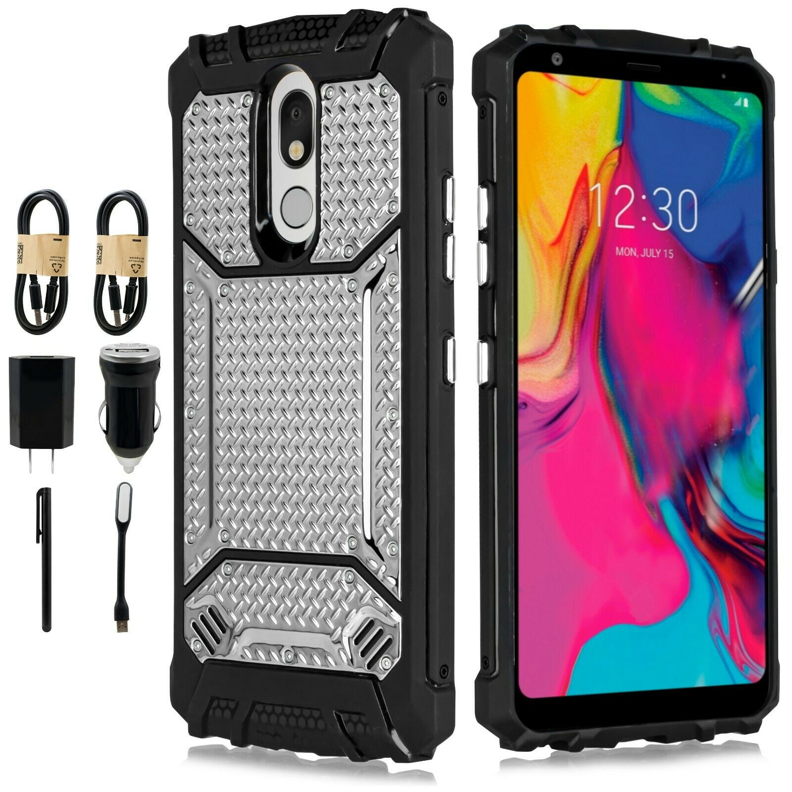Value Pack + for LG Stylo 5 Metal Titanium Case Hybrid Phone Case ...