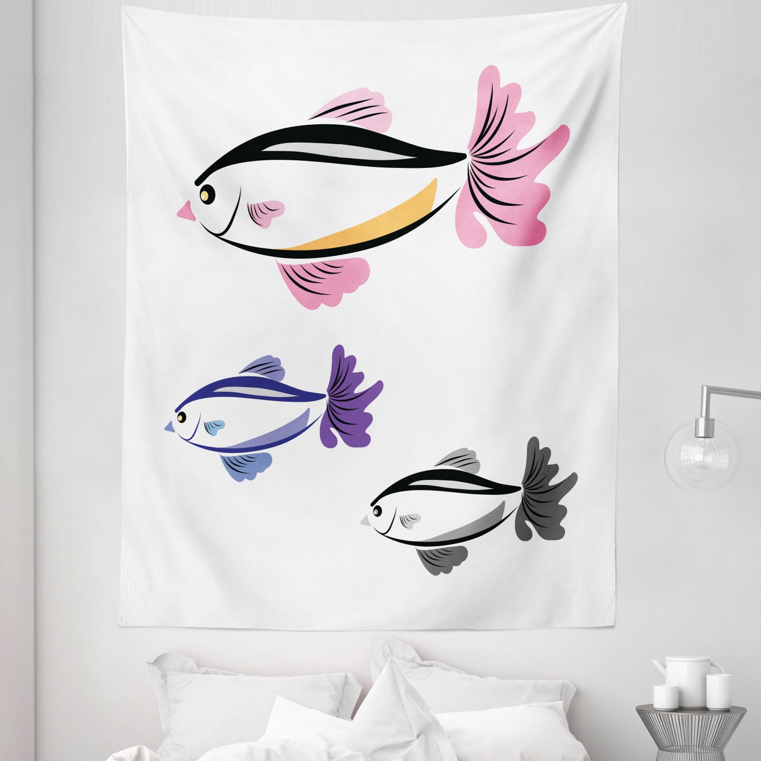 Fish Tapestry, Illustrated Marine Aquarium Fishes with the Face of a ...