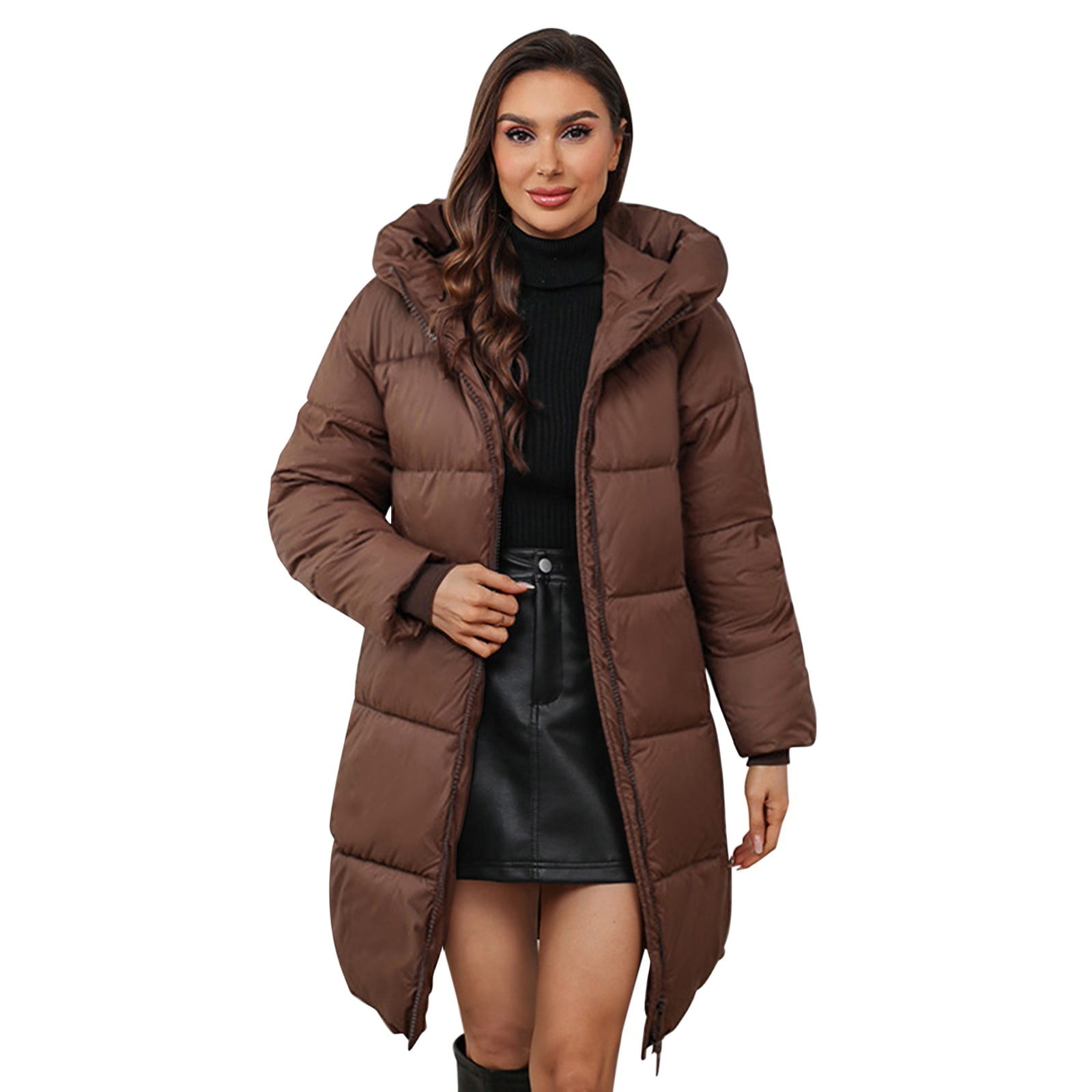 Click here for Breezora Women Long Knee Length Padded Coat Slim F... prices
