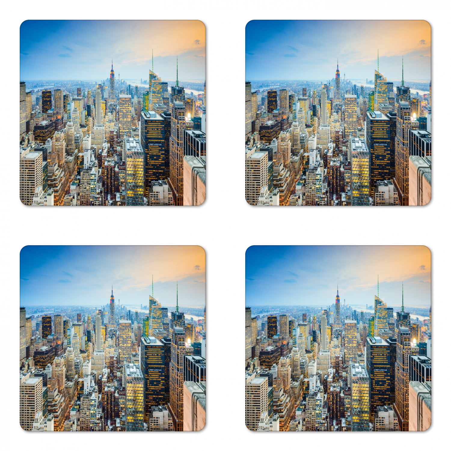American Coaster Set of 4, New York City Aerial with Skyscrapers ...