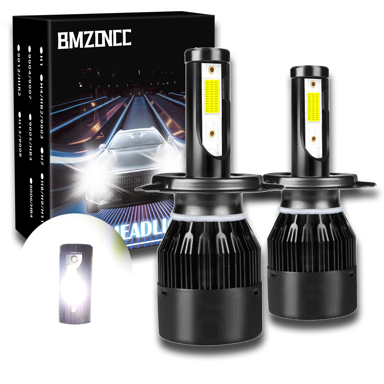Super Bright 9003 LED Headlights Kit High Low Beam Bulbs White 6000K ...