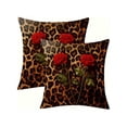 18x18 Inch Two Red Roses & Leopard Print Throw Pillow Cover - Style 1 ...