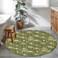 Coconut Tree Round Rugs for Living Room 3ft Tropical Plant Summer Grid ...