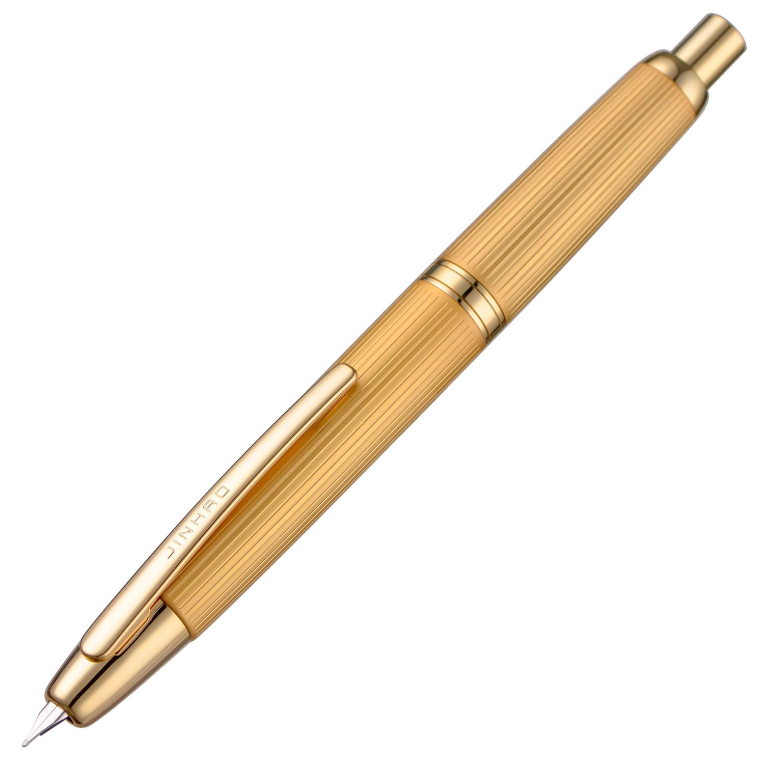 Pluma estilográfica Jinhao 10 sin tapa en oro mate cepillado con caja ...