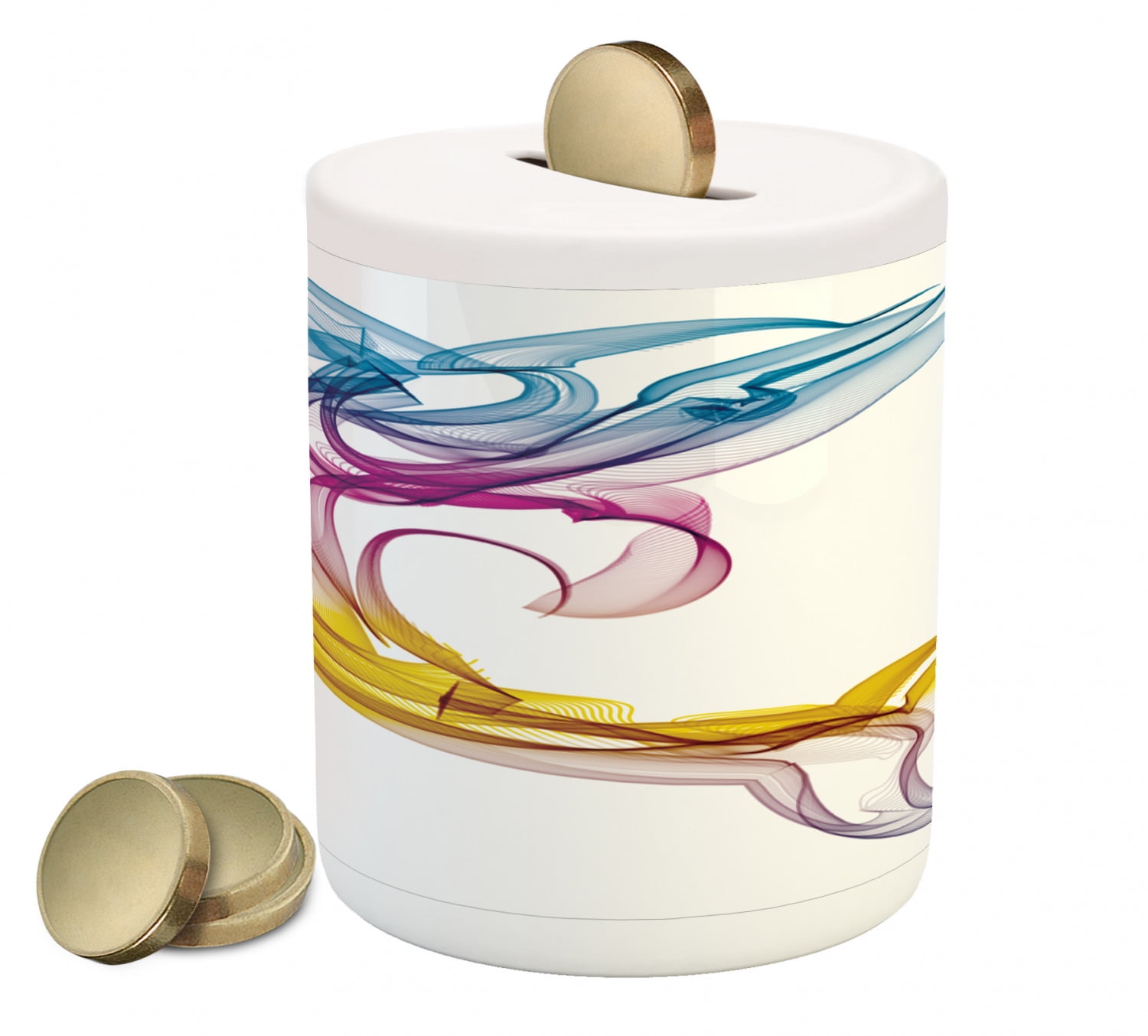 Sea Animals Piggy Bank, Dolphin with Ornamentals Abstract Art Aquatic ...