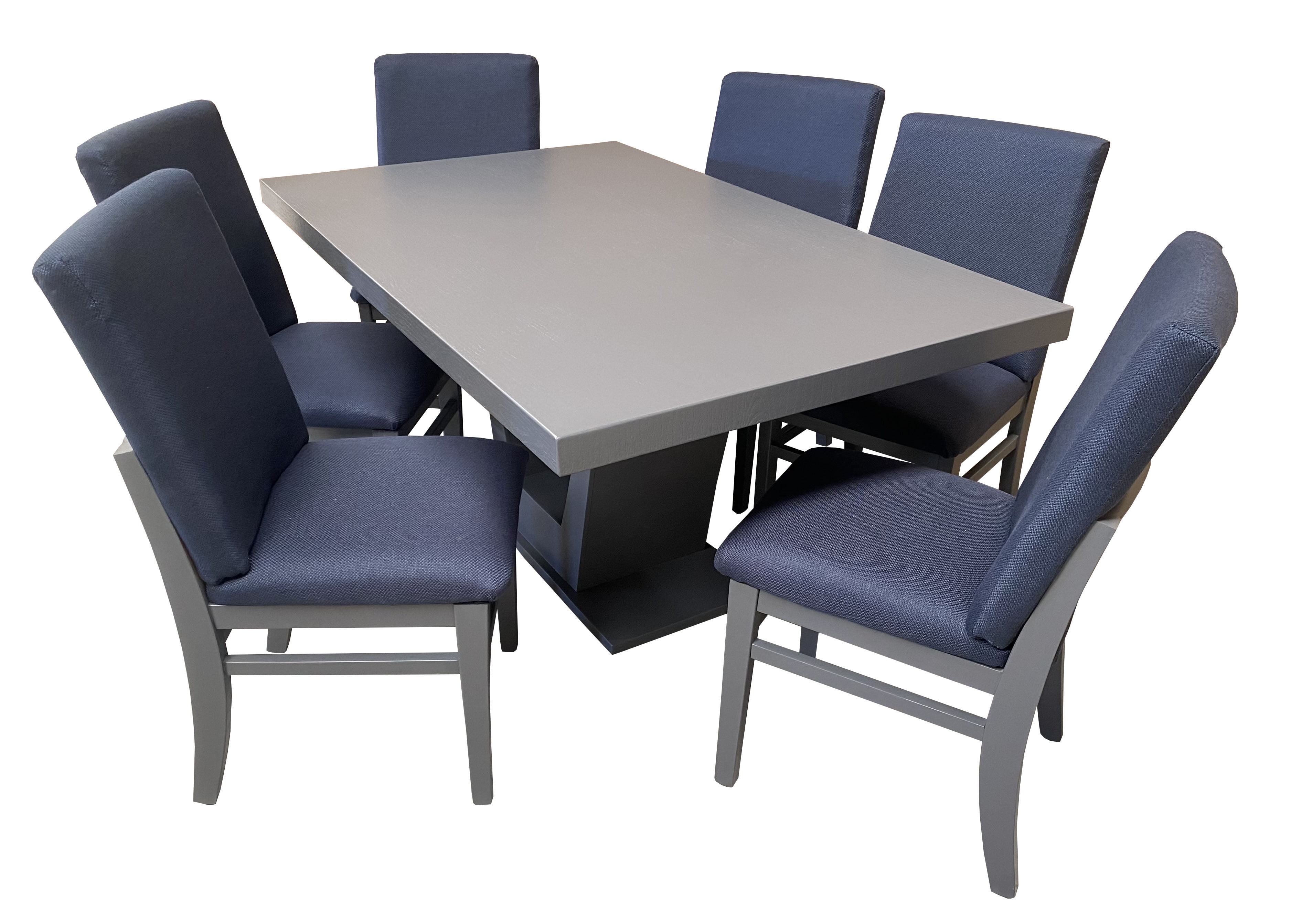 Set de Comedor SALVANTO Olimpo 6 Sillas 160x100 cm MDF Color Gris ...
