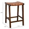 Mid-Century Tan Leather Counter Stool with Solid Wood Frame - Walmart.com