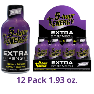 5 Hour Energy Shot Extra Strength Grape- 12 Pack of 2 Ounce Bottles ...
