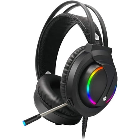 RGB Light Headset Gaming Headset with Mic PC Surround Sound Headphone ...