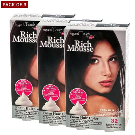 Pur-Est Rich Mousse Foam Hair Color, Brown Black #32, 0.18kg - Pack of ...