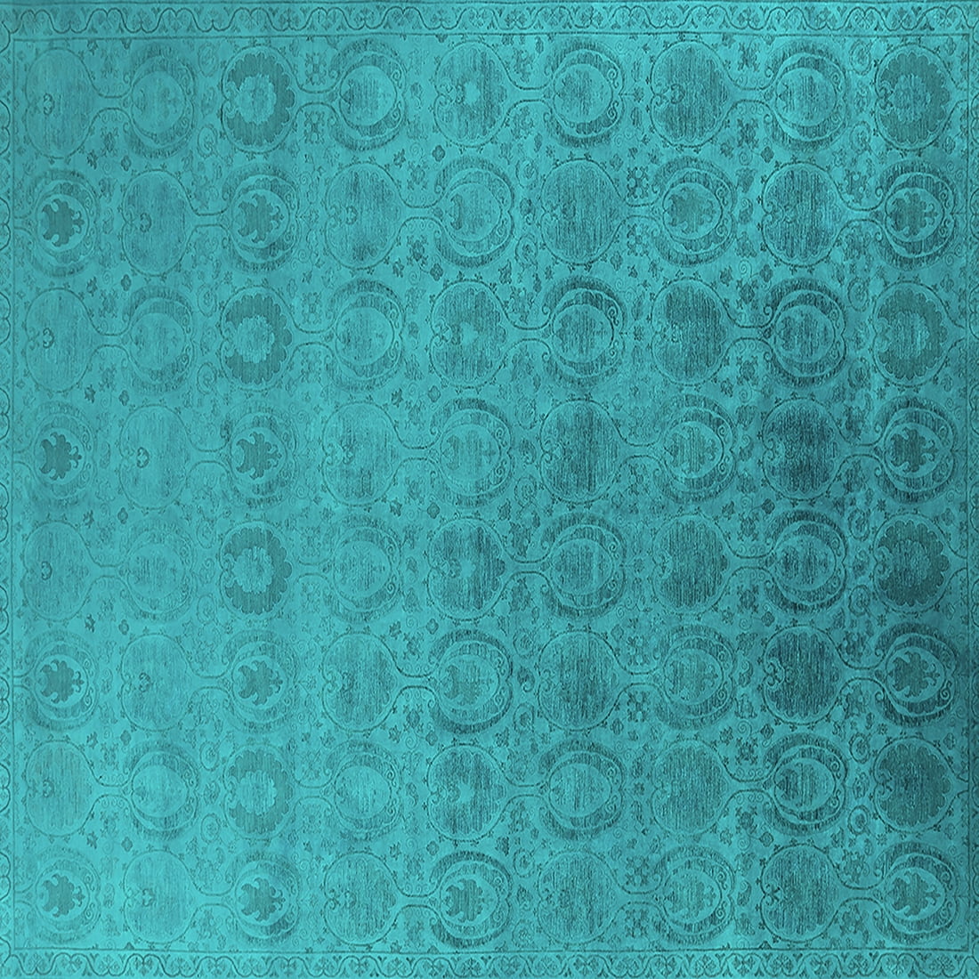 Ahgly Company Machine Washable Indoor Square Oriental Turquoise Blue ...