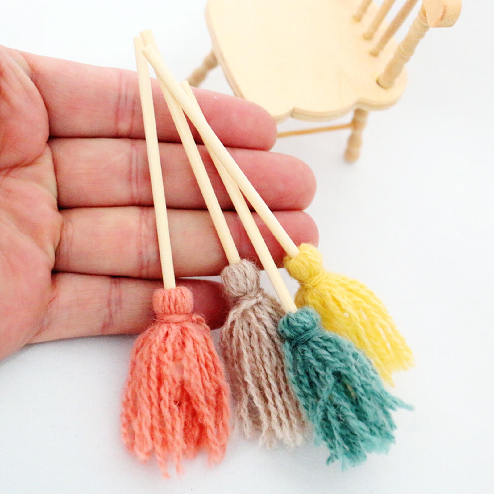 Hesroicy 2Pcs 1:12 Miniature Mop Ornament Realistic Bright Color Party ...