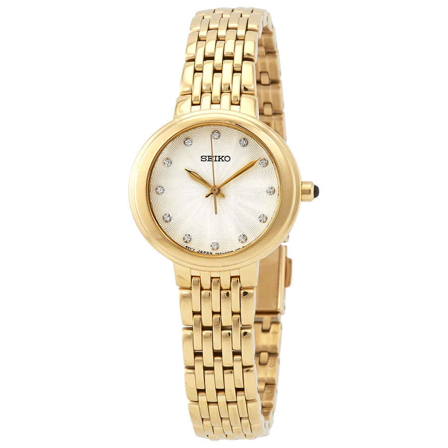 Seiko Silver Crystals Dial Gold-tone Ladies Watch SRZ504P1 - Walmart.com