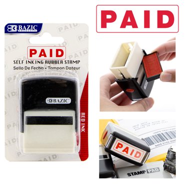 BAZIC Paid Self Inking Rubber Stamp, Red Ink Stamp Impression 1.41"x0 ...