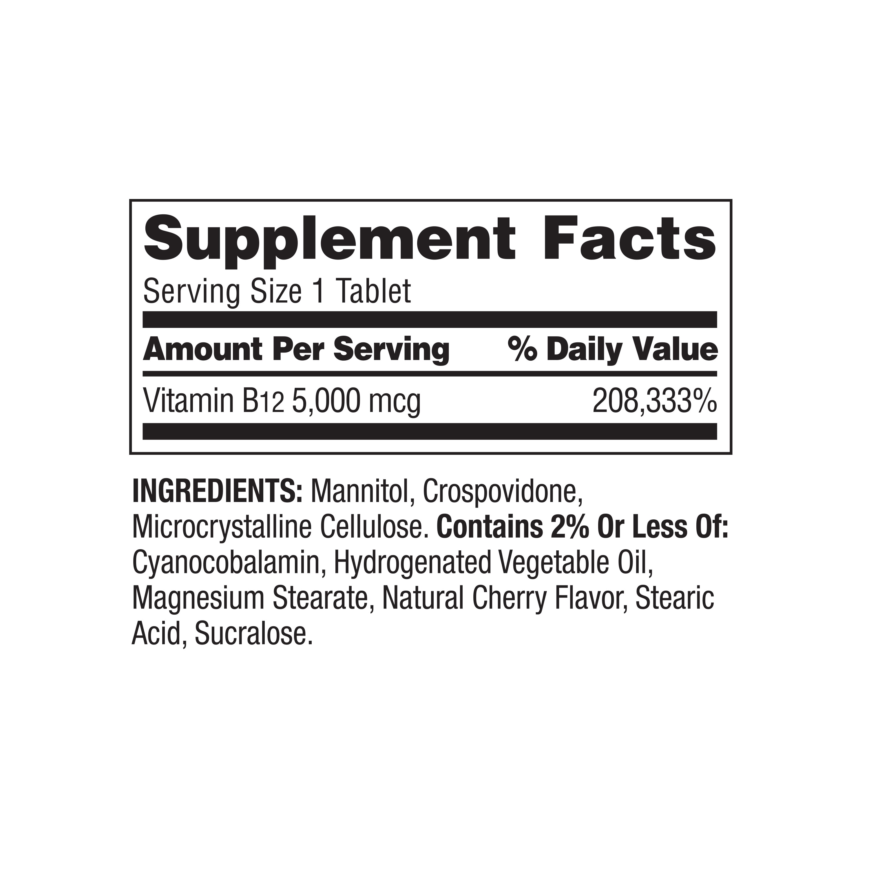 Spring Valley Extra Strength Vitamin B12 Fast Dissolve Tablets, Cherry ...