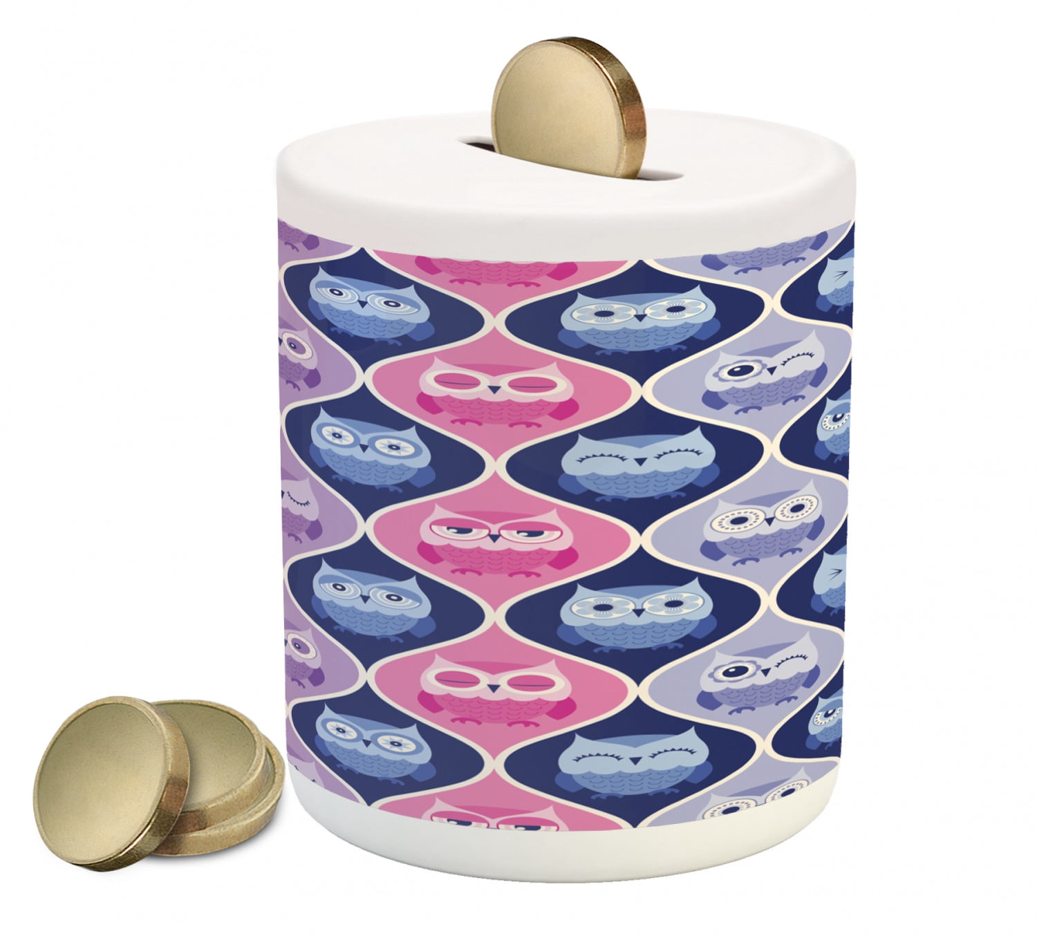 Owl Piggy Bank, Tired Eyes Closed Sleeping Owls Silent Flight Vertical ...