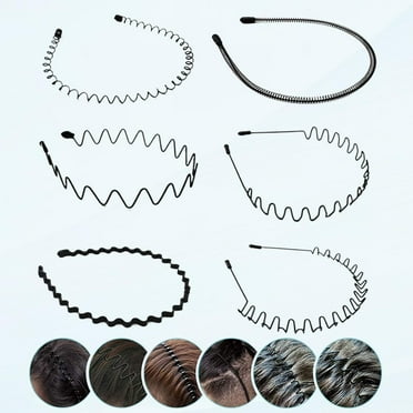 TSV 6Pcs Men's Metal Wavy Spring Hair Bands, Elastic Headbands for ...