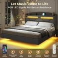 Kicode King Size Bed Frame with Storage Headboard LED Lights USB ...