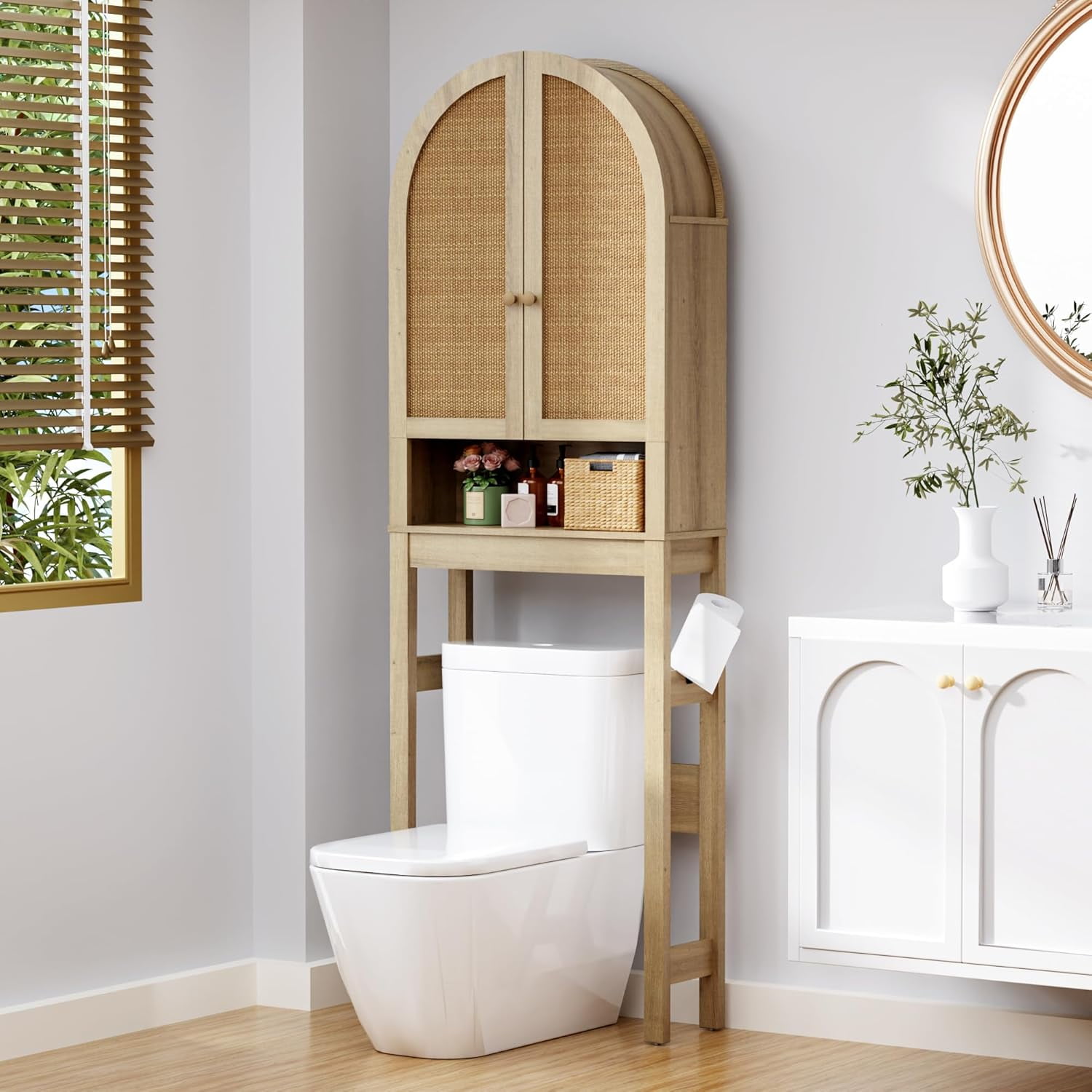 Over The Toilet Storage Cabinet 23.7\u201DW Cabinet with Rattan Doors ...