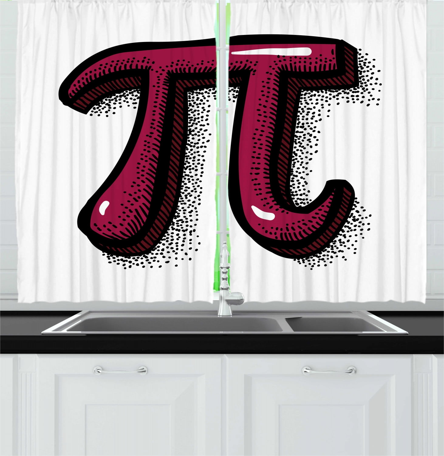 Pi Curtains 2 Panels Set, Simplistic Mathematics Themed Cartoon Design ...