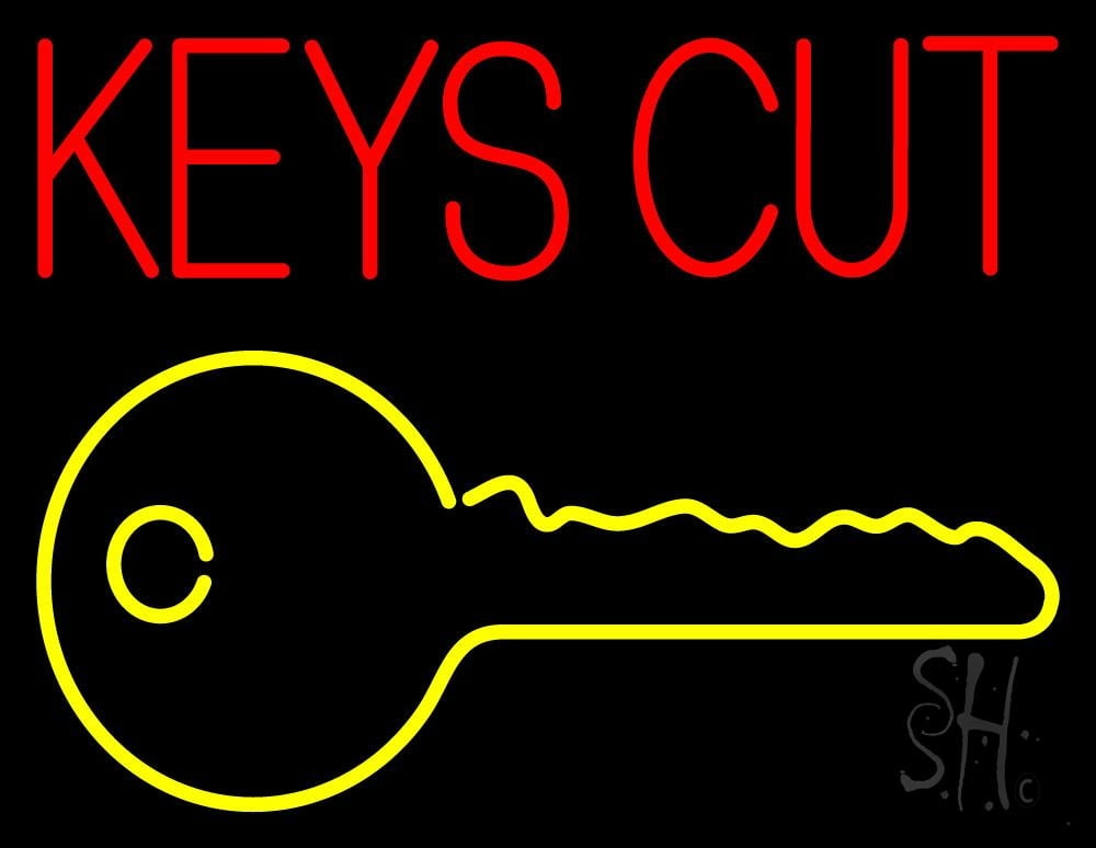 Keys Cut LED Neon Sign 24" Tall x 31" Wide - inches Black Square Cut ...