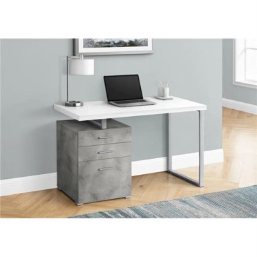 MONARCH - COMPUTER DESK - 60"L / WHITE / SILVER METAL - Walmart.com