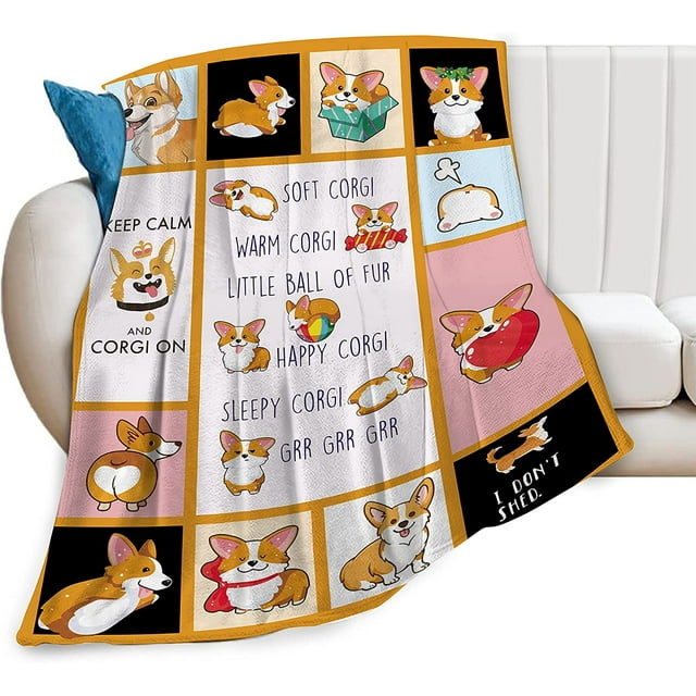 Corgi Blanket for Corgi Lovers Soft Warm Cute Corgi Dog Fleece Throw ...