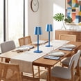 Mainstays 13" Indoor/Outdoor Rechargeable Blue Stripe Table Lamp 2 Pack ...