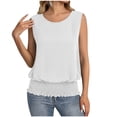 Sokhug Sleeveless for Women Bubble Hem Blouse Round Neck Textured ...