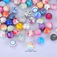 20pcs Printed Round with Heart Pattern Silicone Focal Beads White ...