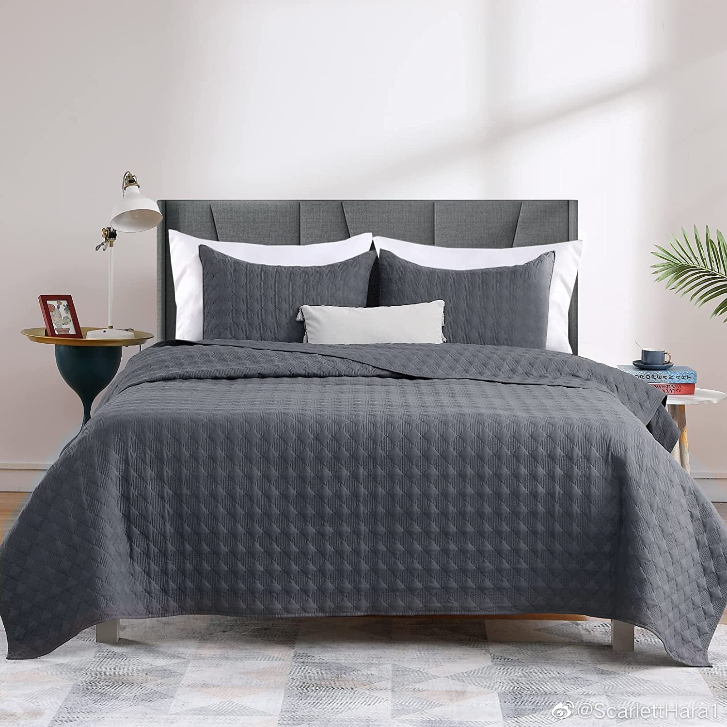 Haperlare Gray Queen Quilt Bedding Set 3 Pieces, Lightweight Super Soft ...