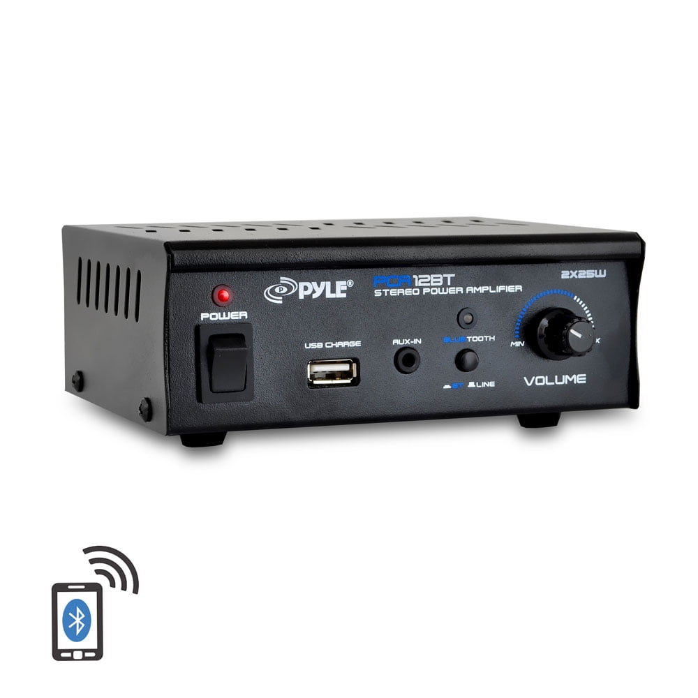 Pyle Bluetooth Stereo Power Amplifier - Mini Blue Series Amp, USB ...