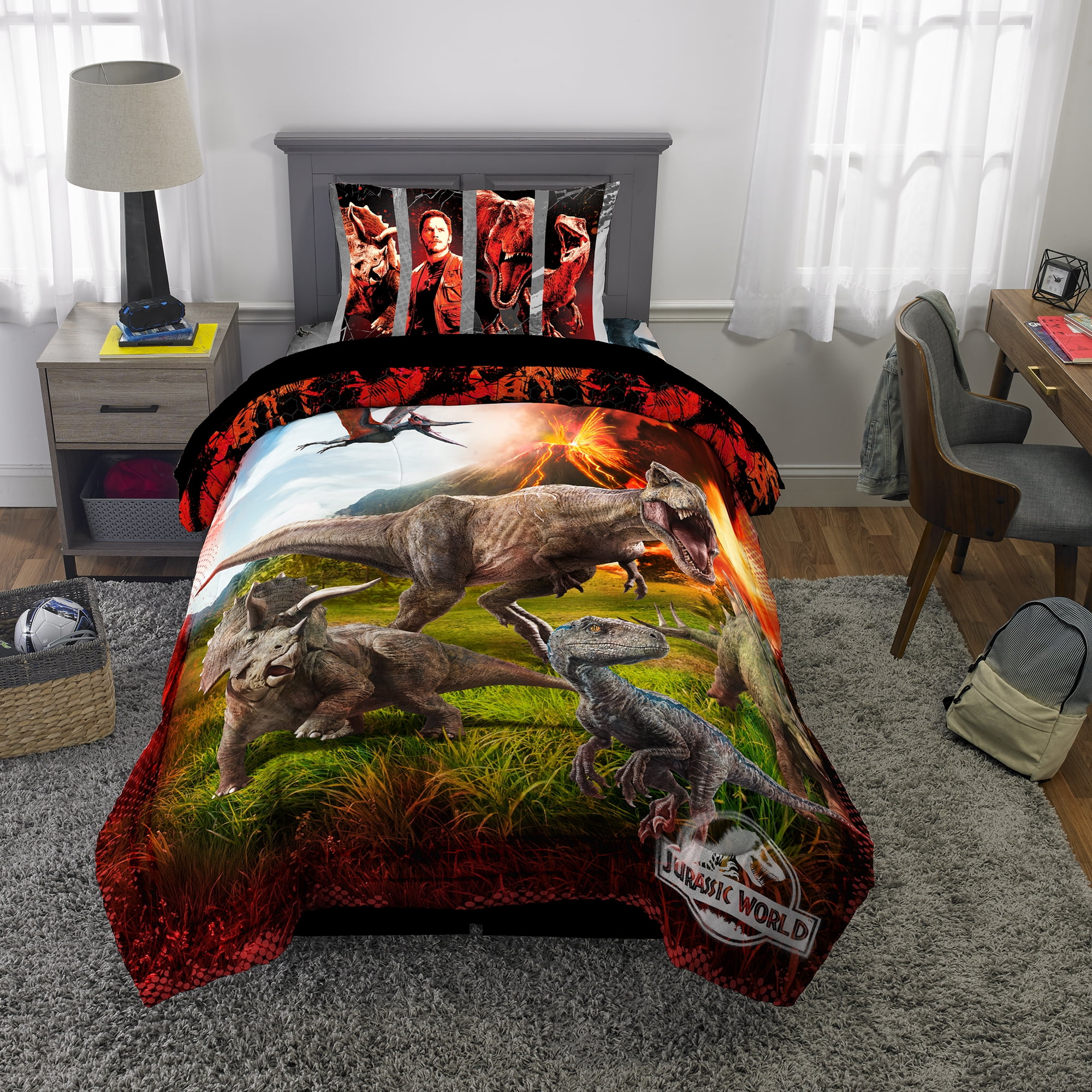 Jurassic World Bed-in-a-Bag, Kids Bedding Bundle Set, 4-Piece Twin ... Jurassic World Bed-in-a-Bag, Kids Bedding Bundle Set, 4-Piece Twin ...